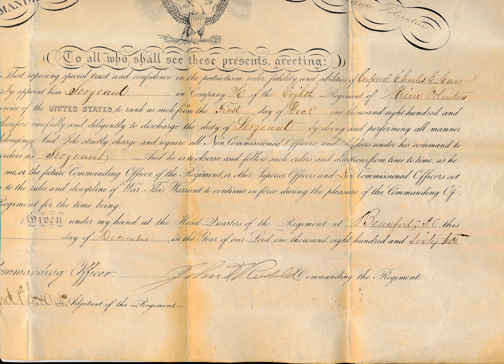 Charles Carr Killed in Action Civil War Letters and plaque | MA Antique ...